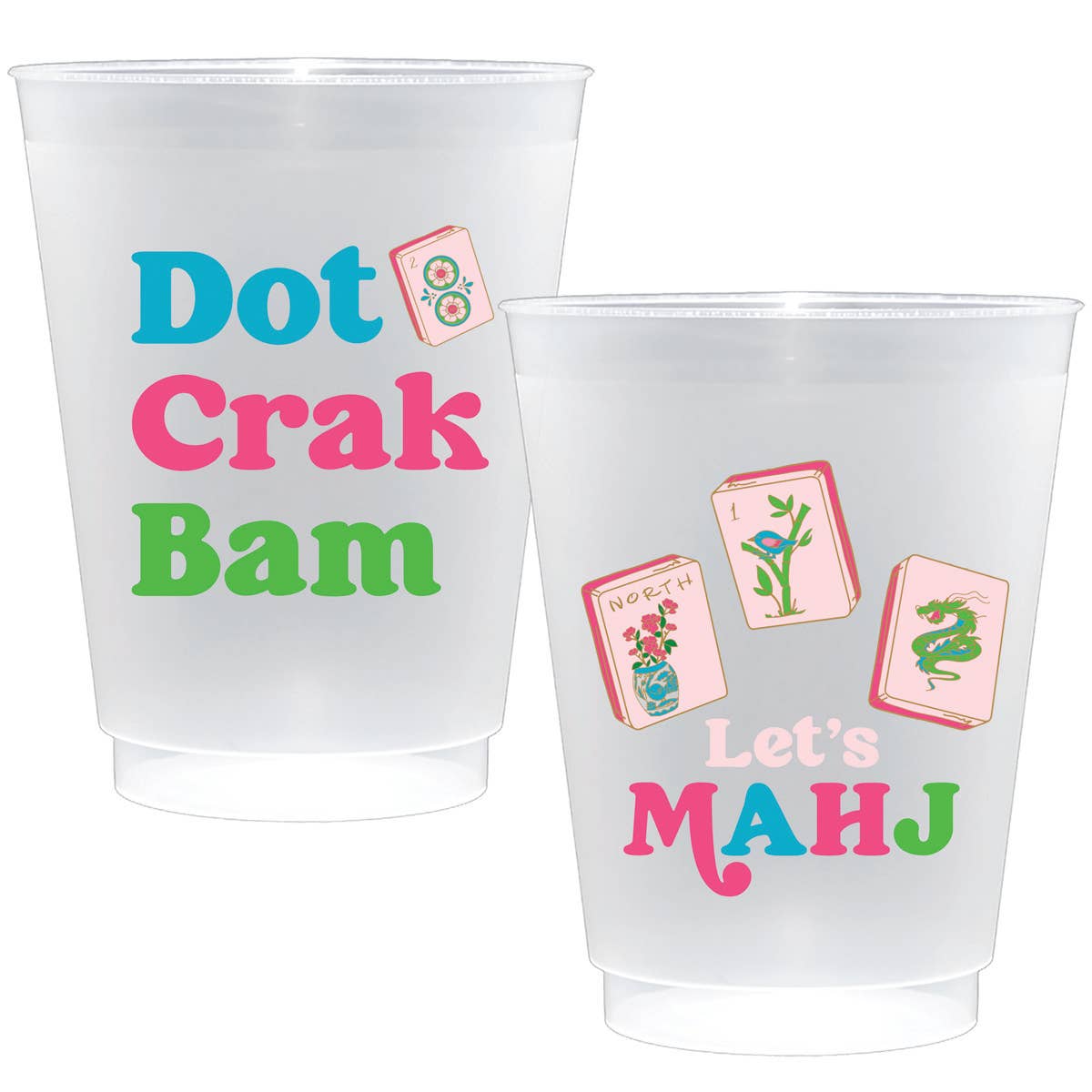 Mahjong Frost Flex Plastic Cups Set of 10 | Dwell and Adorn