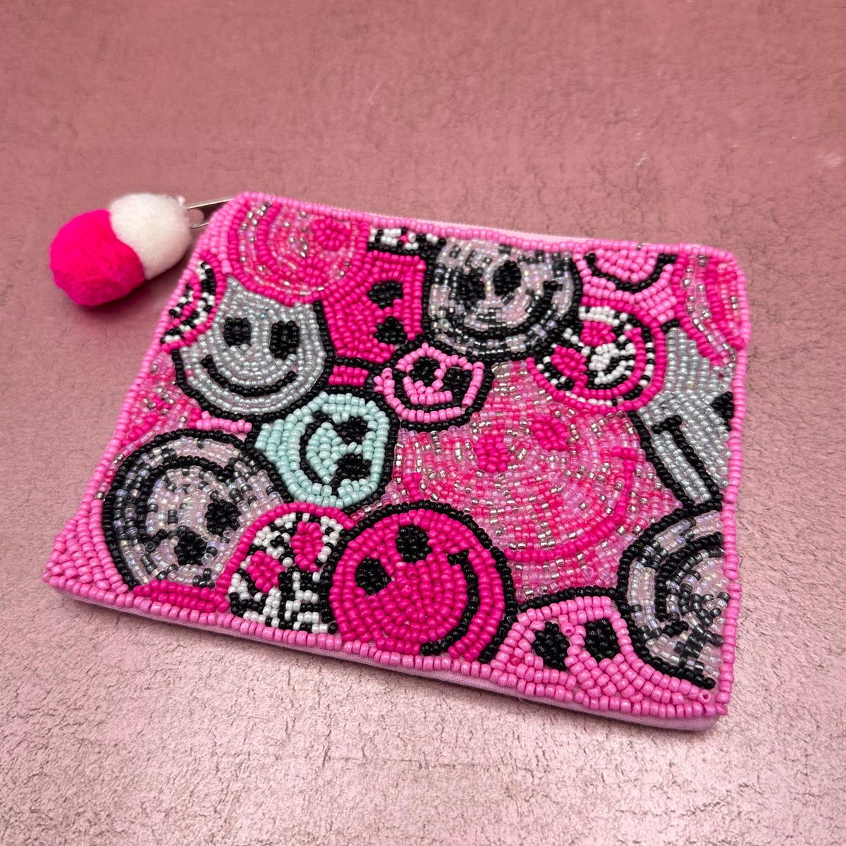 Multi Smiley Face Beaded Coin Purse | Dwell and Adorn