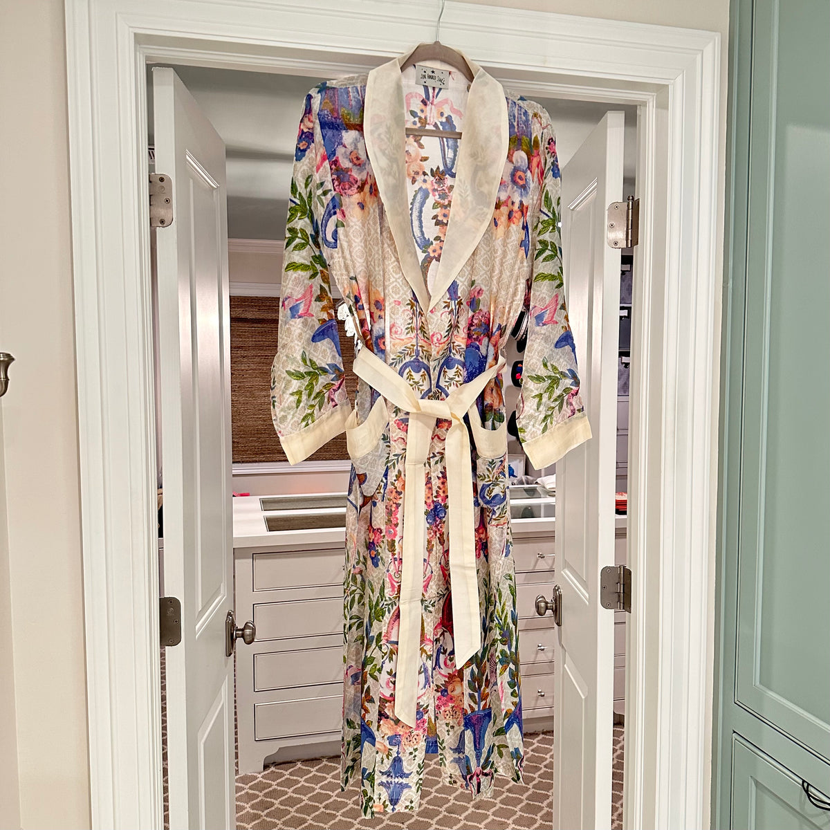 Opulent Peach Robe Gown | Dwell and Adorn